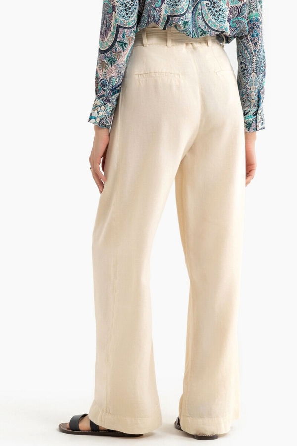 Pantalon large à pinces beige en lin - Futures Tendances | Style